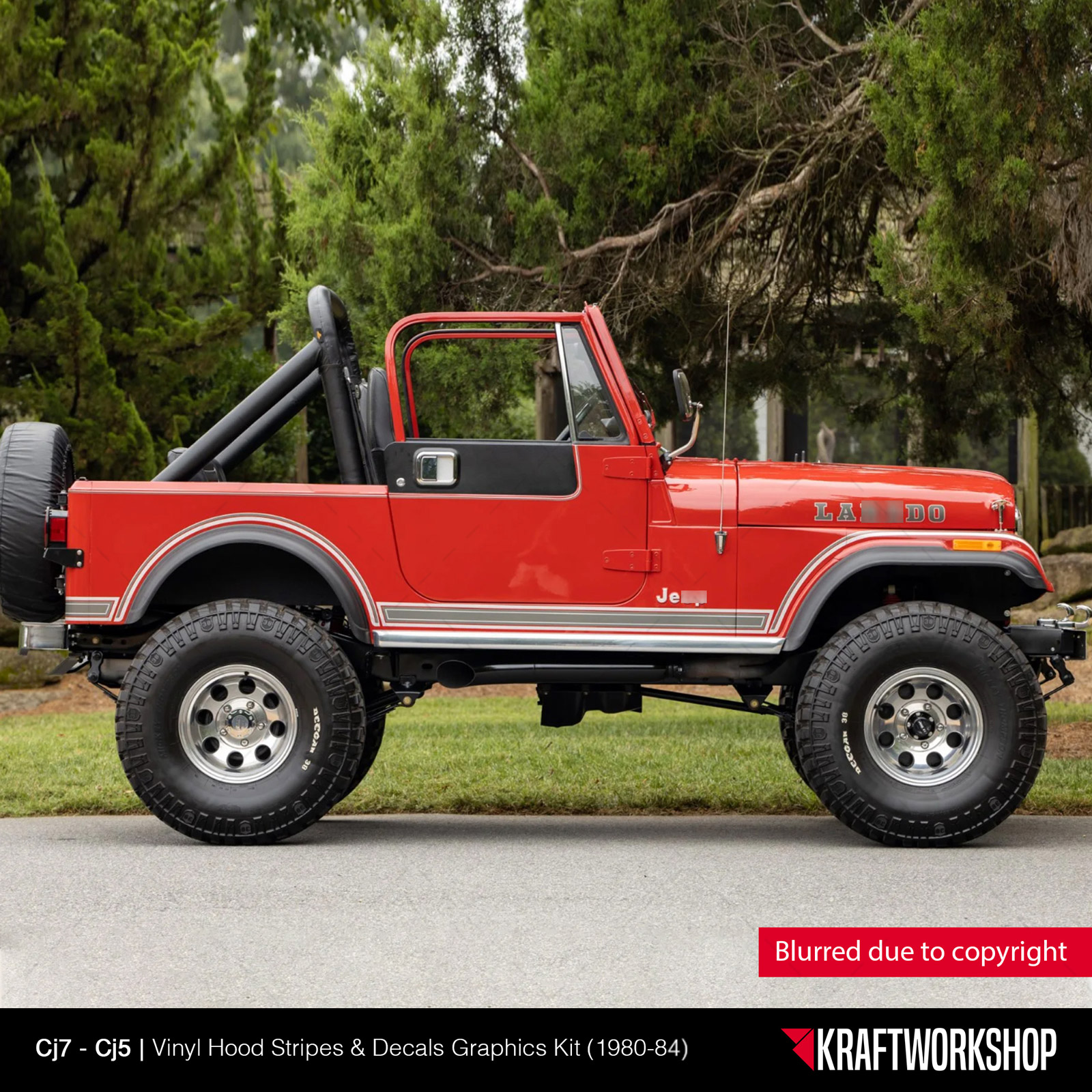 Cj7 - Cj5 - Vinyl Hood Stripes & Decals Graphics Kit (1980-1984)