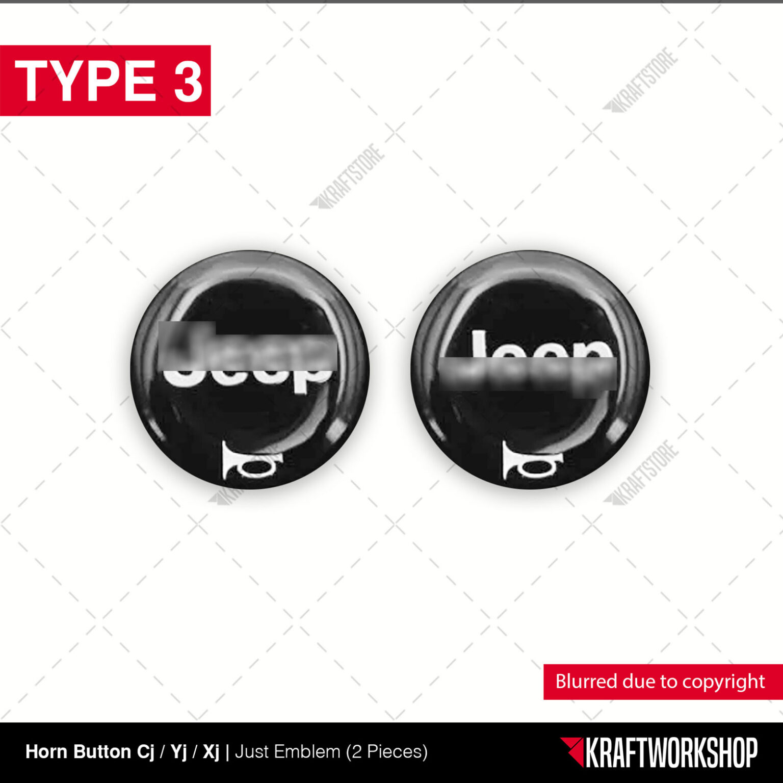 Cj / Yj / Xj Horn Button Logo Emblem (Cj5, Cj7, Cj8)