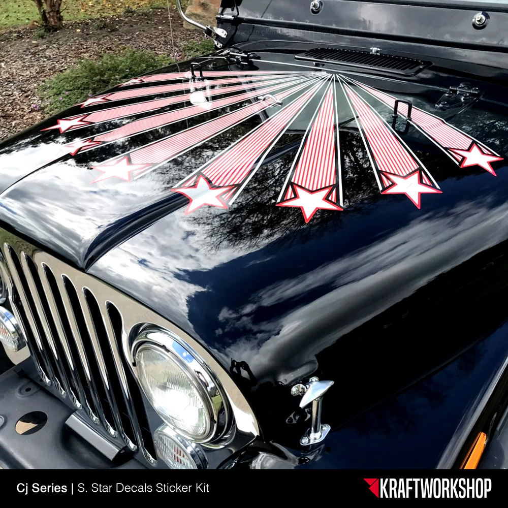 Cj7 - Cj5 - Vinyl Hood Stripes & Decals Graphics Kit (1980-1984)